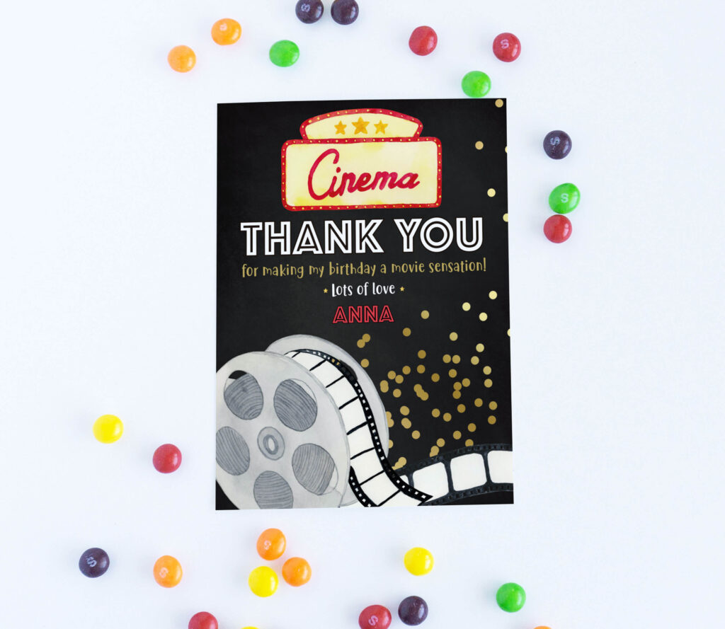 Cinema and Popcorn Thank You Cards – Party Doodle
