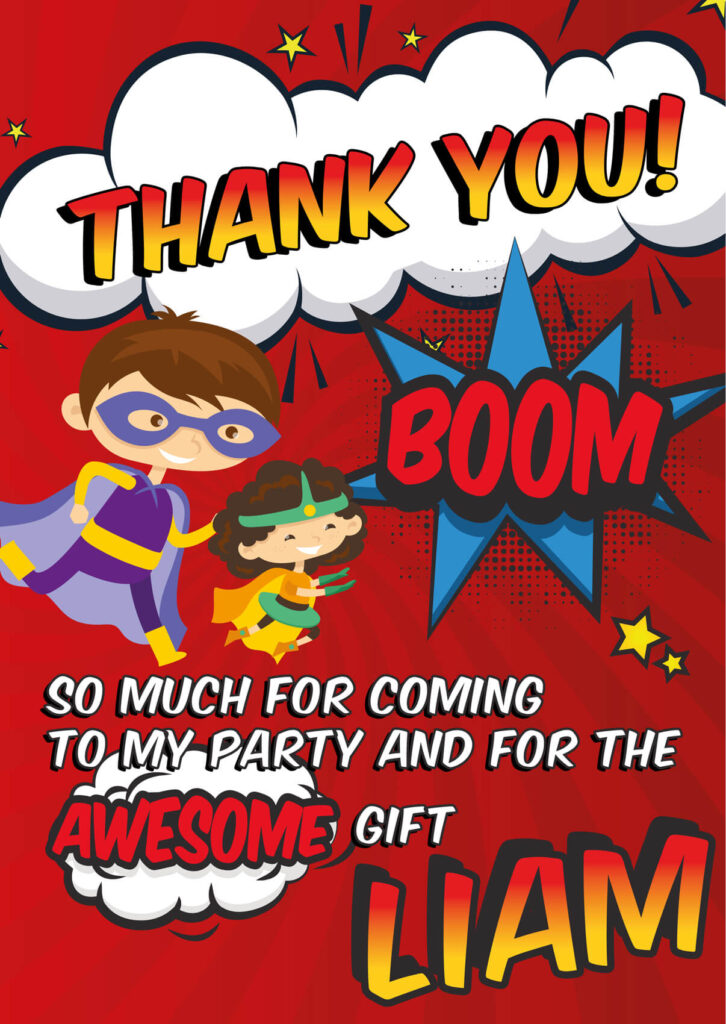 Superhero Party Thank You Cards – Party Doodle